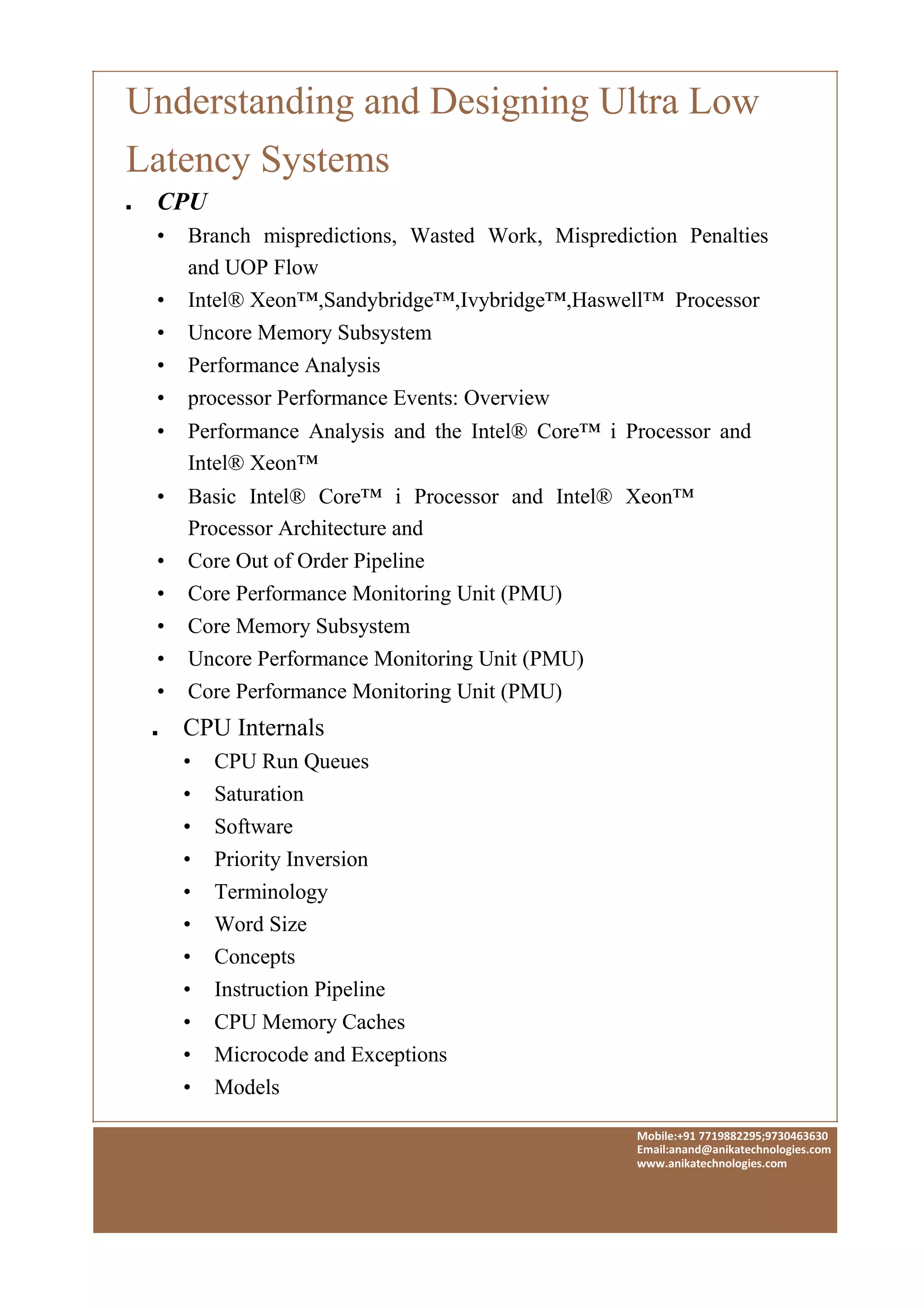 Understanding and Designing Ultra low latency systems | Low Latency | Ultra Low Latency | PDF