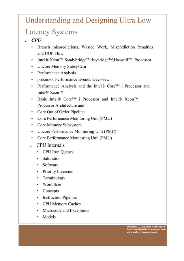Understanding and Designing Ultra low latency systems | Low Latency | Ultra Low Latency | PDF