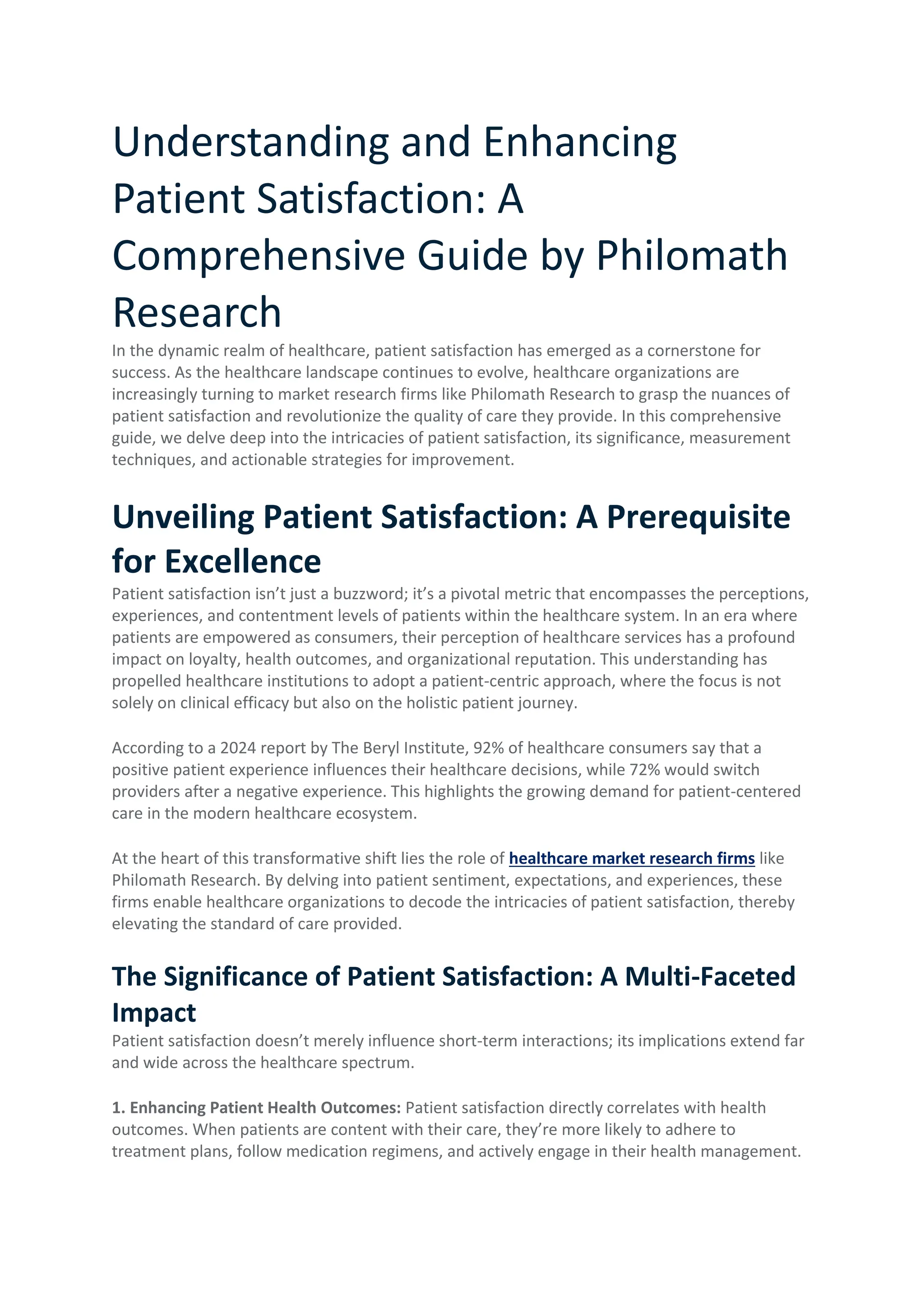 Understanding and Enhancing Patient Satisfaction | PDF