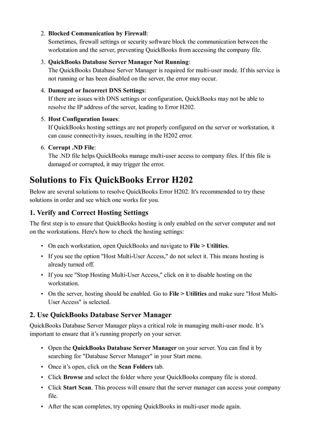 Fix QuickBooks Error H202: Resolve Multi-User Mode Issues | PDF Fix QuickBooks Error H202: Resolve Multi-User Mode Issues | PDF