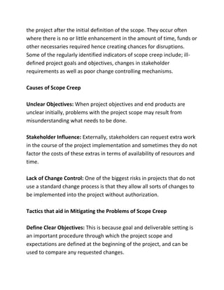 Understanding and Managing Scope Creep in Project Management | PDF