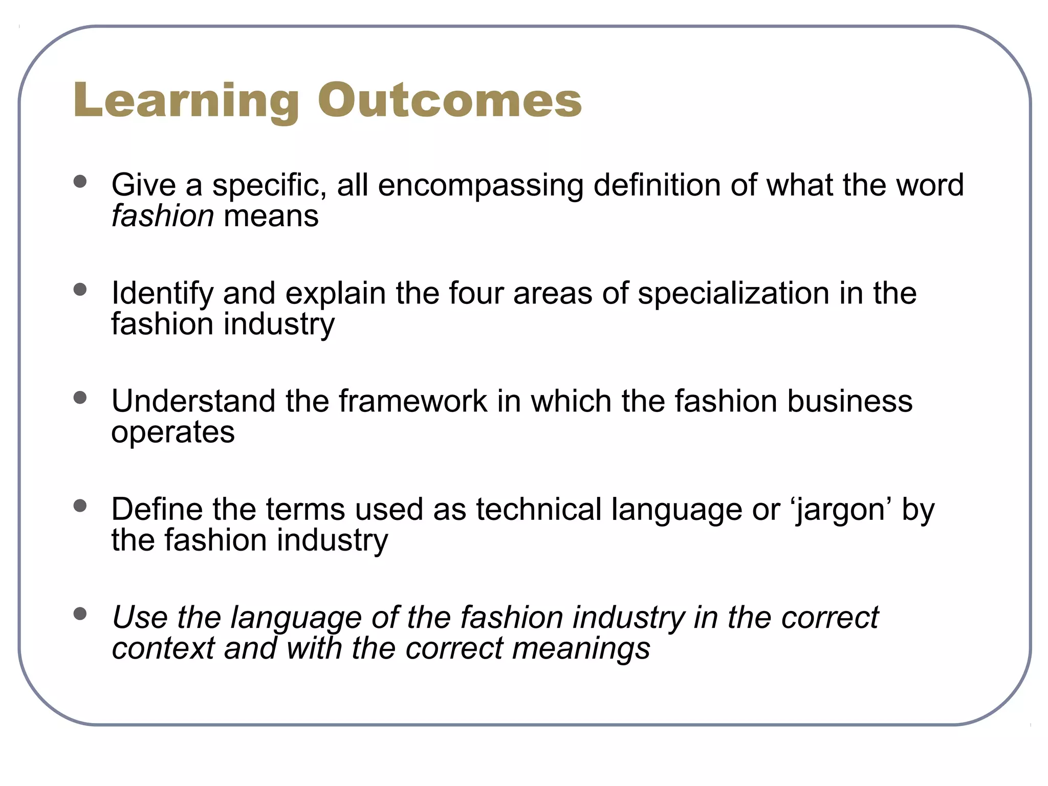 Understanding And Marketing Fashion | PPT