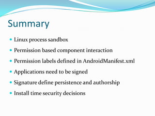 Understanding android security model | PPTX | Operating Systems ...