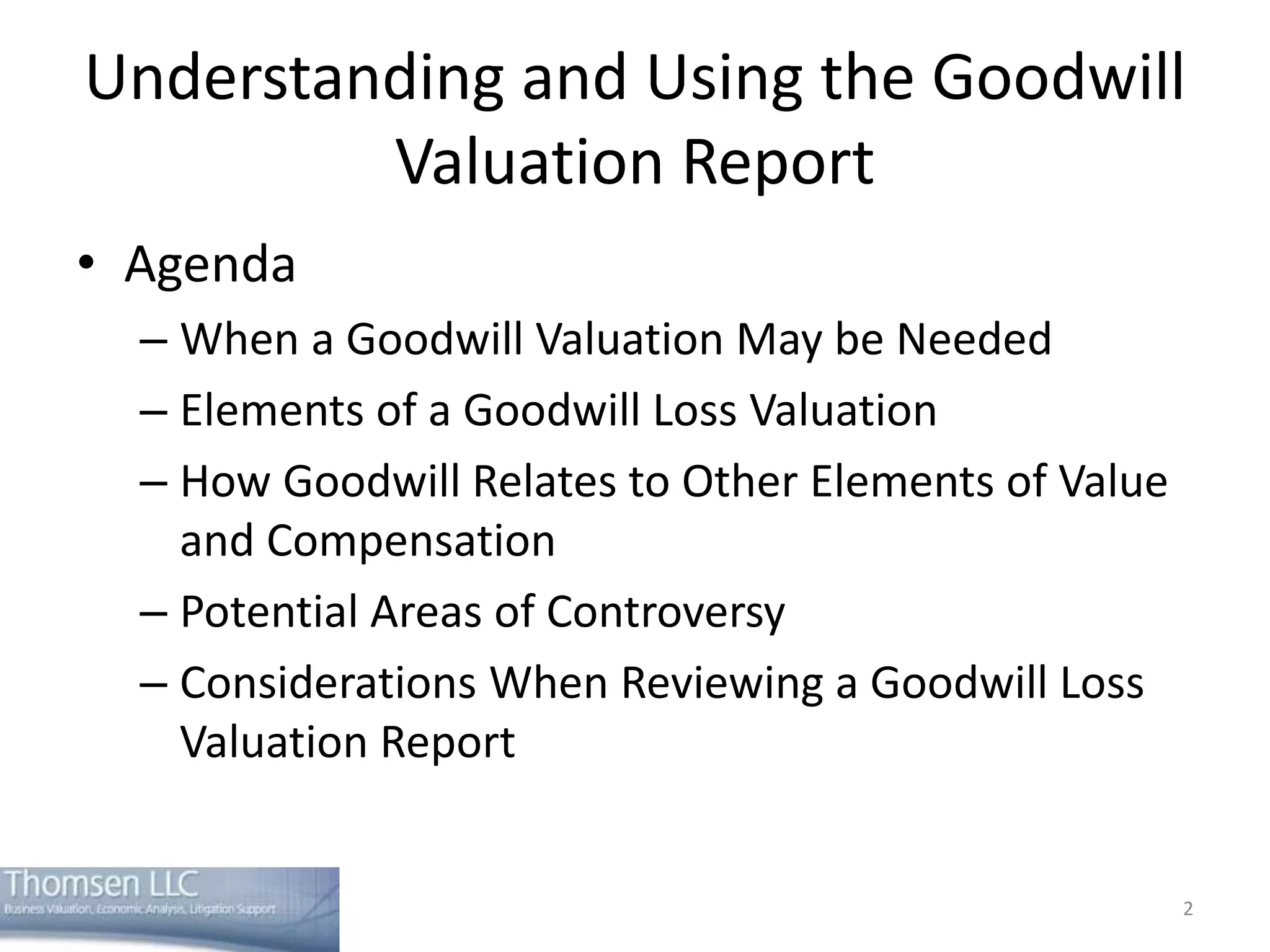 Understanding and Using the Goodwill Valuation Report | PPTX