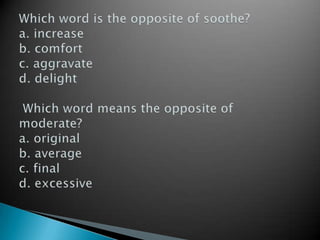 Understanding antonyms | PPTX