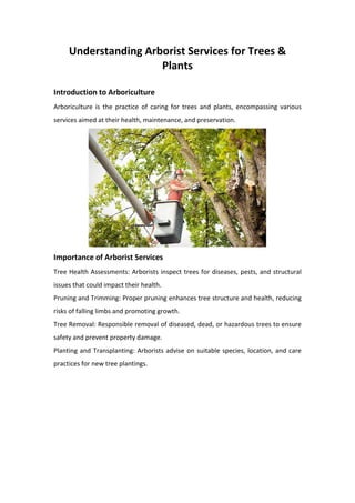 Understanding Arborist Services for Trees & Plants | PDF