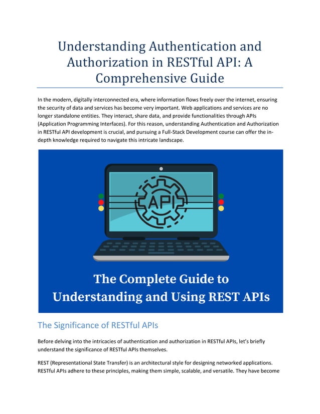 Understanding Authentication and Authorization in RESTful API: A Comprehensive Guide | PDF
