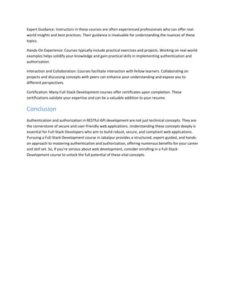 Understanding Authentication and Authorization in RESTful API: A Comprehensive Guide | PDF