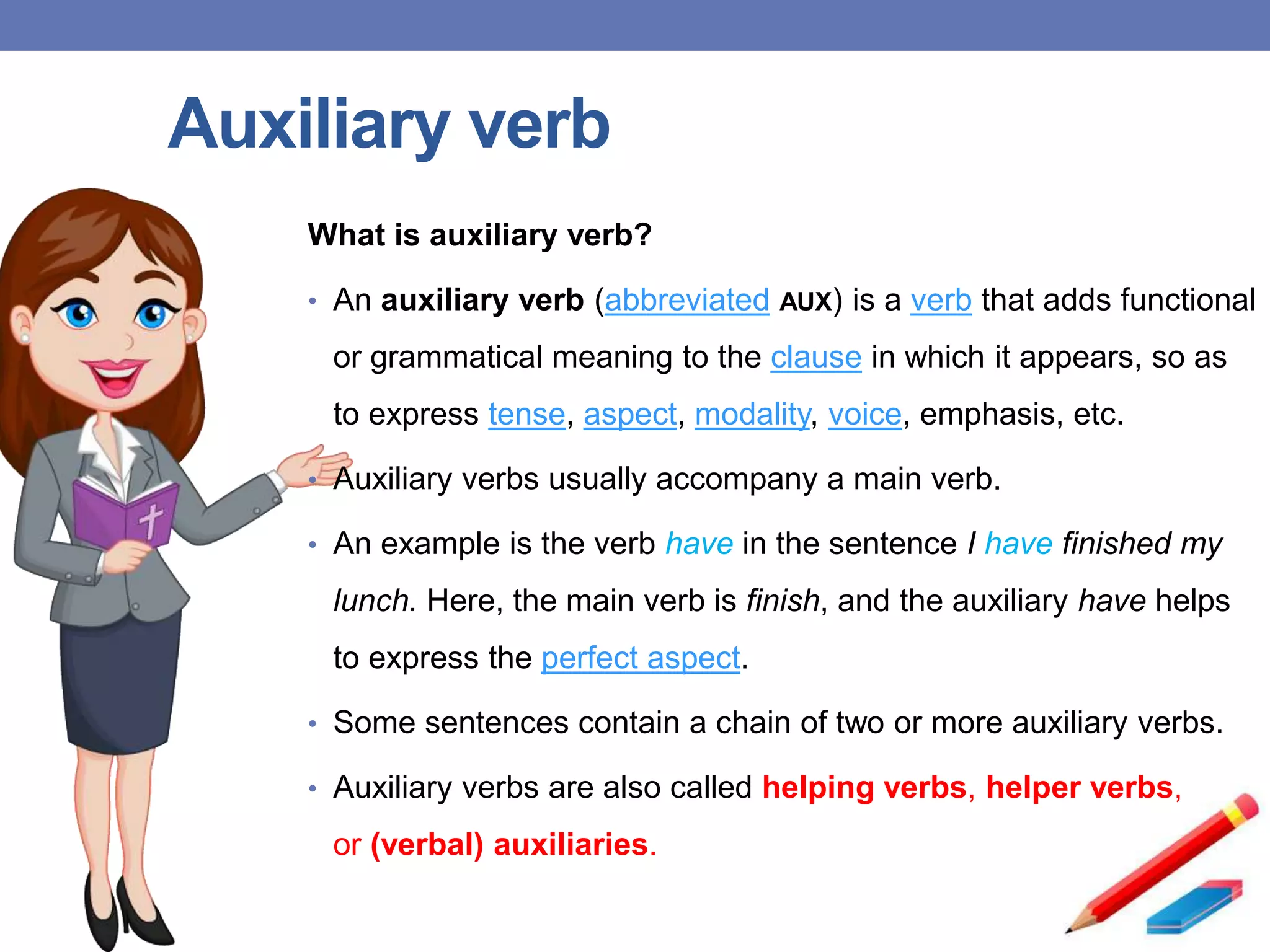 Understanding auxiliary and modal verbs | PPT