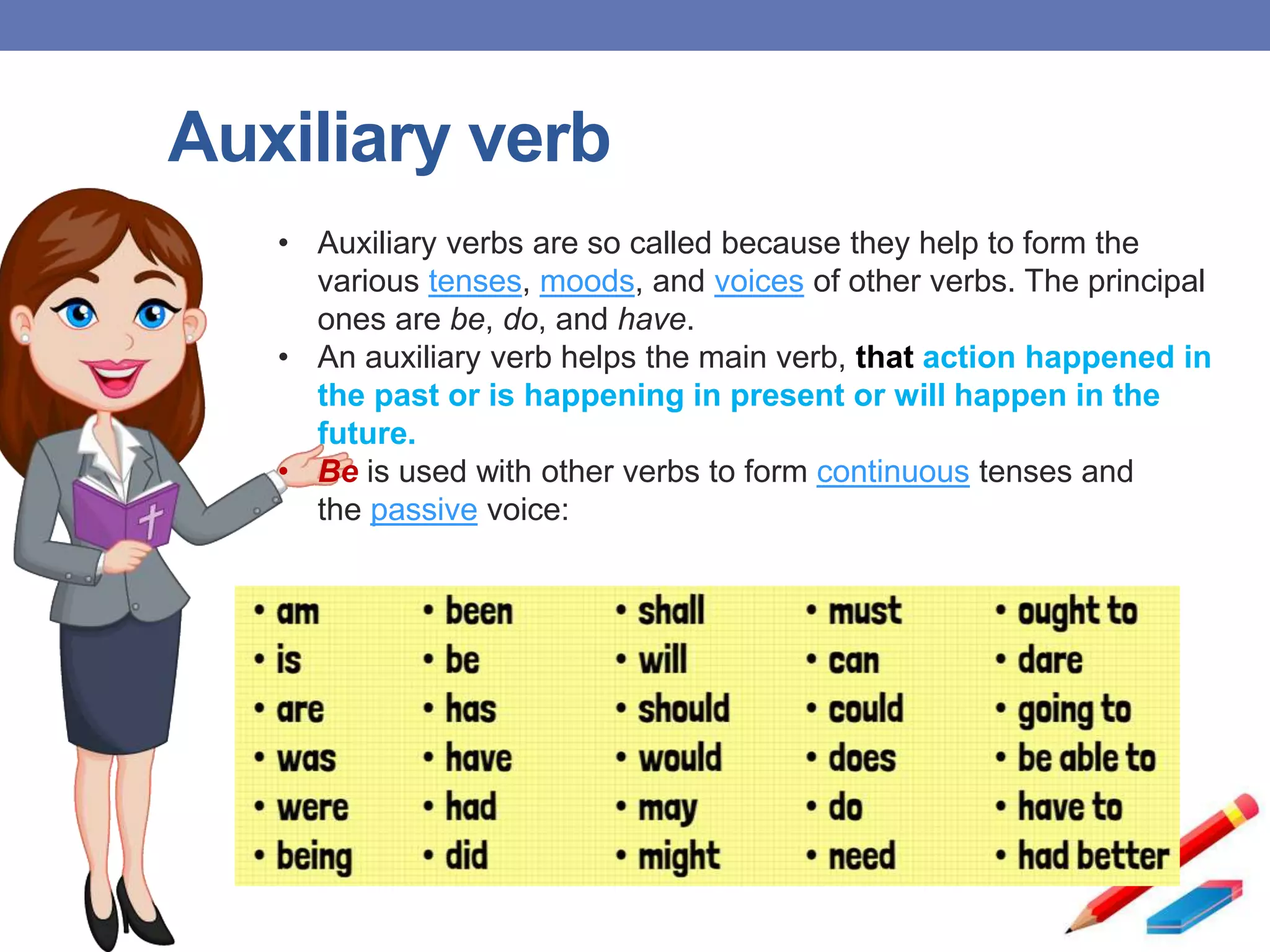 Understanding auxiliary and modal verbs | PPT