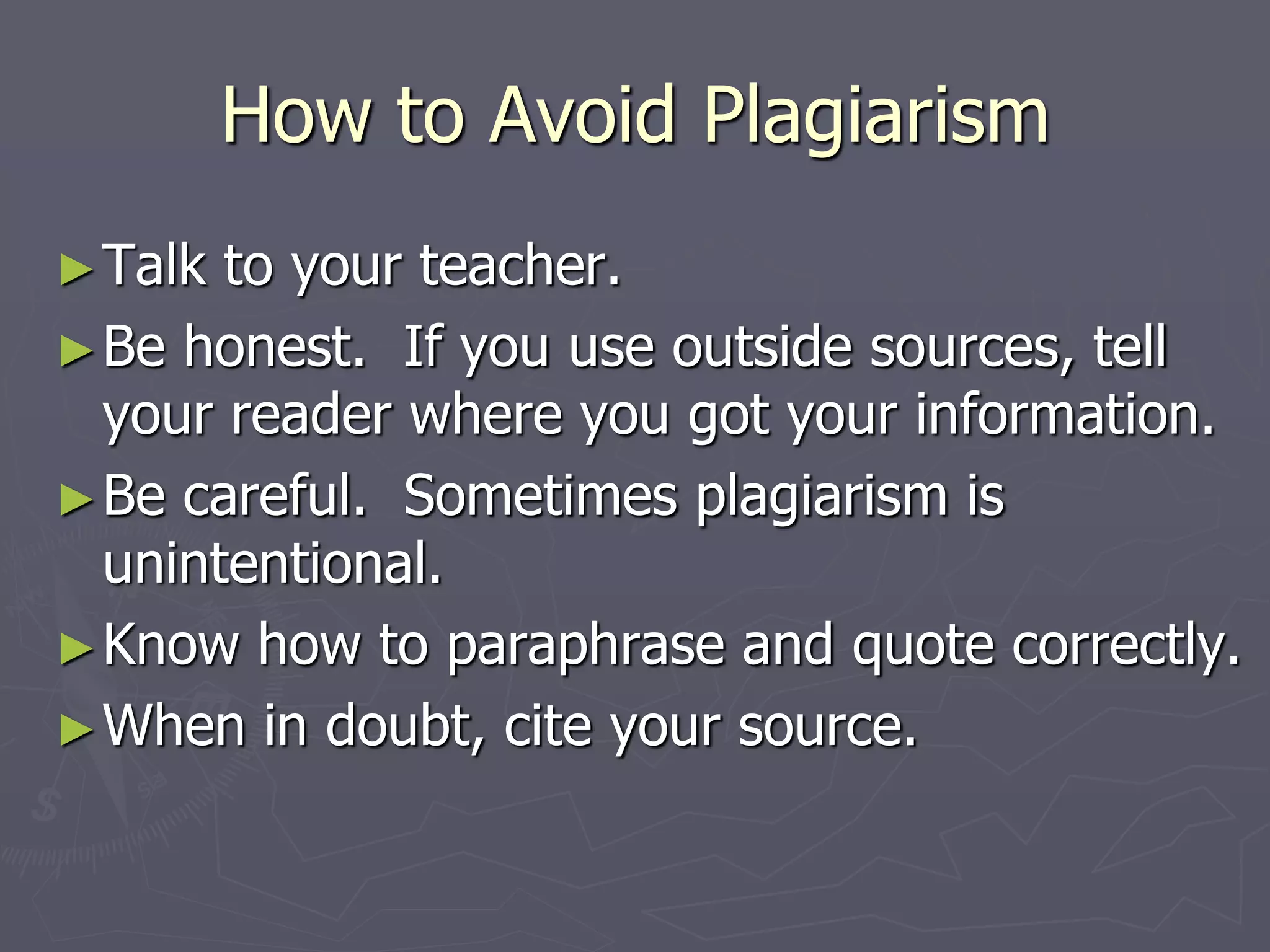 Understanding & avoiding_plagiarism | PPT