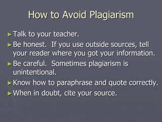 Understanding & avoiding_plagiarism | PPT