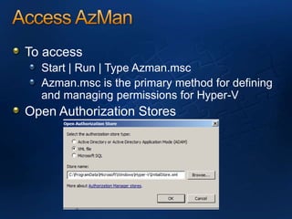 Understanding AzMan In Hyper-V | PPTX