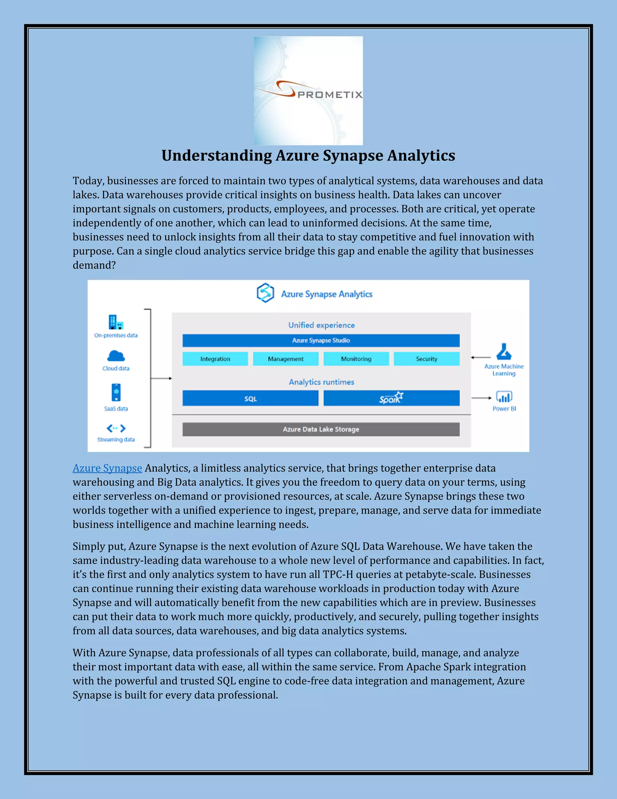 Understanding Azure Synapse Analytics | PDF | Cloud Computing | Internet