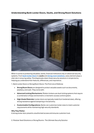 Understanding Bank Locker Doors, Vaults, and Strong Room Solutions | PDF