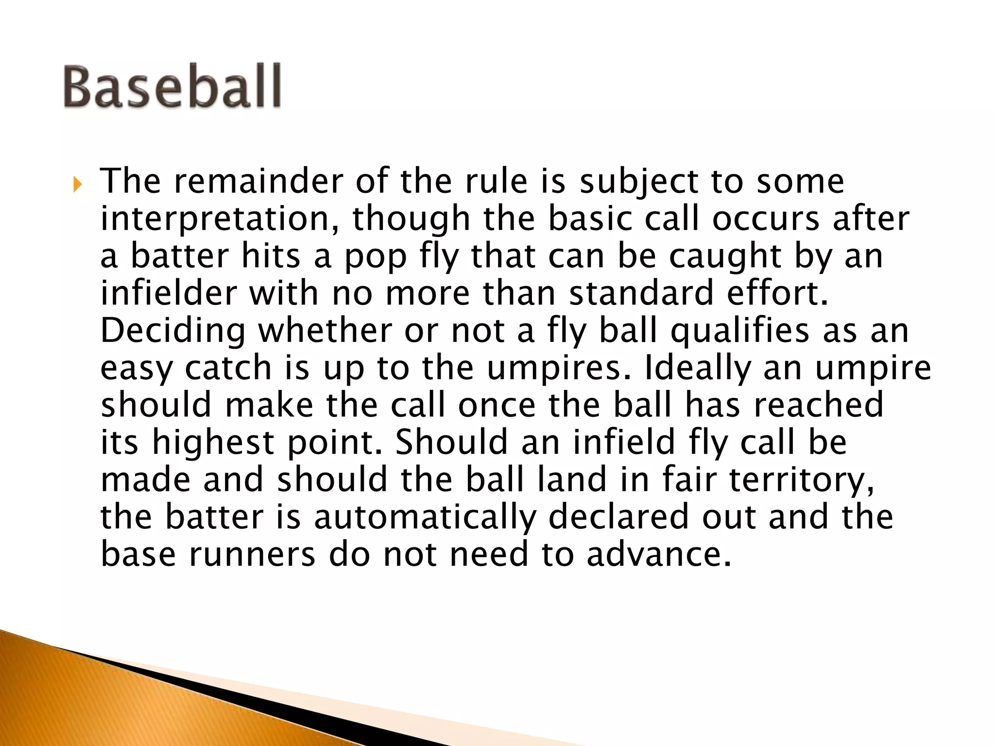Understanding Baseball's Infield Fly Rule | PPTX
