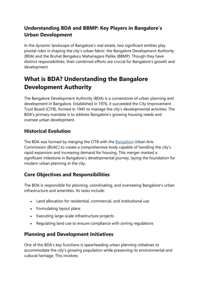 Understanding BDA and BBMP: Key Players in Bangalore’s Urban ...