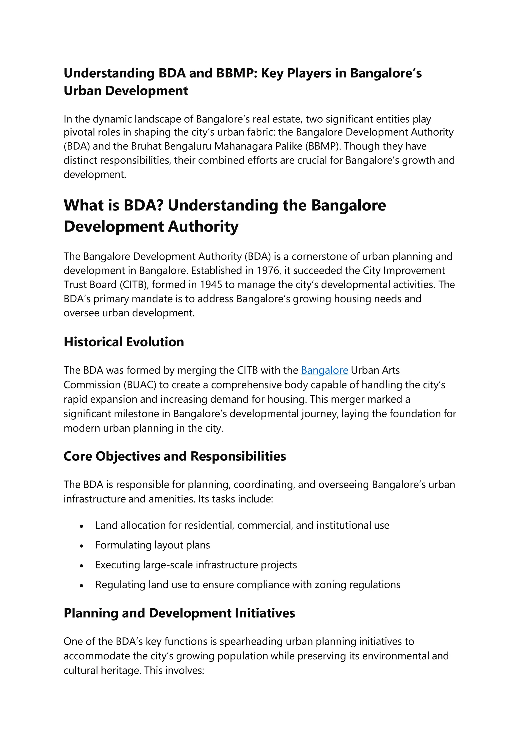 What is BDA? Understanding the Bangalore Development Authority | PPTX