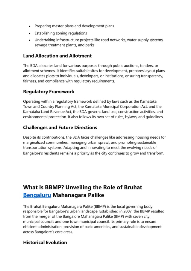 What is BDA? Understanding the Bangalore Development Authority | PPTX ...