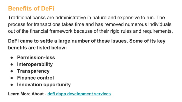 Guide to understanding benefits of DeFi | PPT