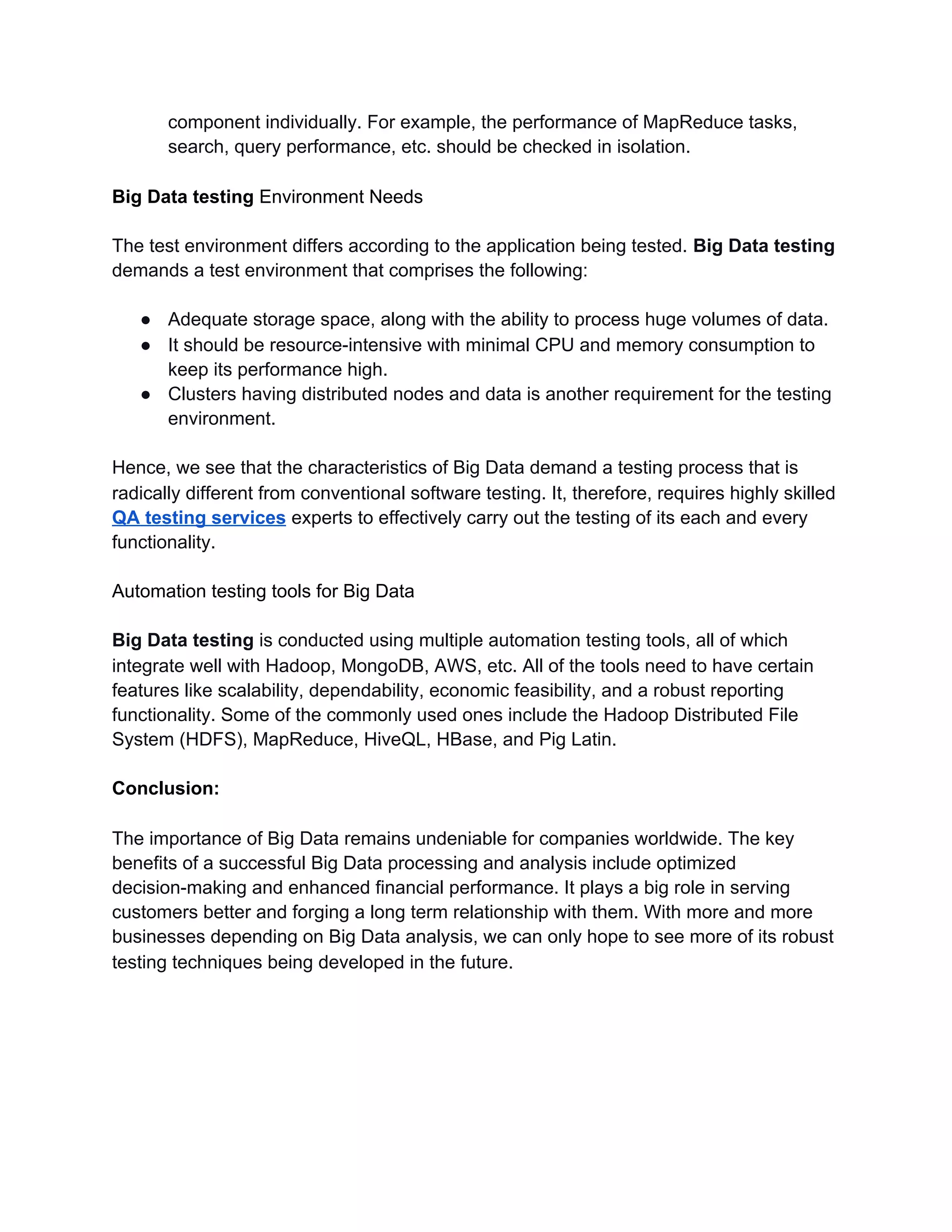 Understanding big data testing | PDF