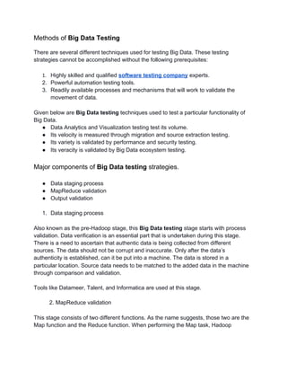 Understanding big data testing | PDF