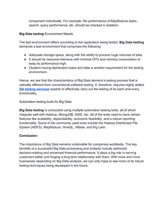 Understanding big data testing | PDF