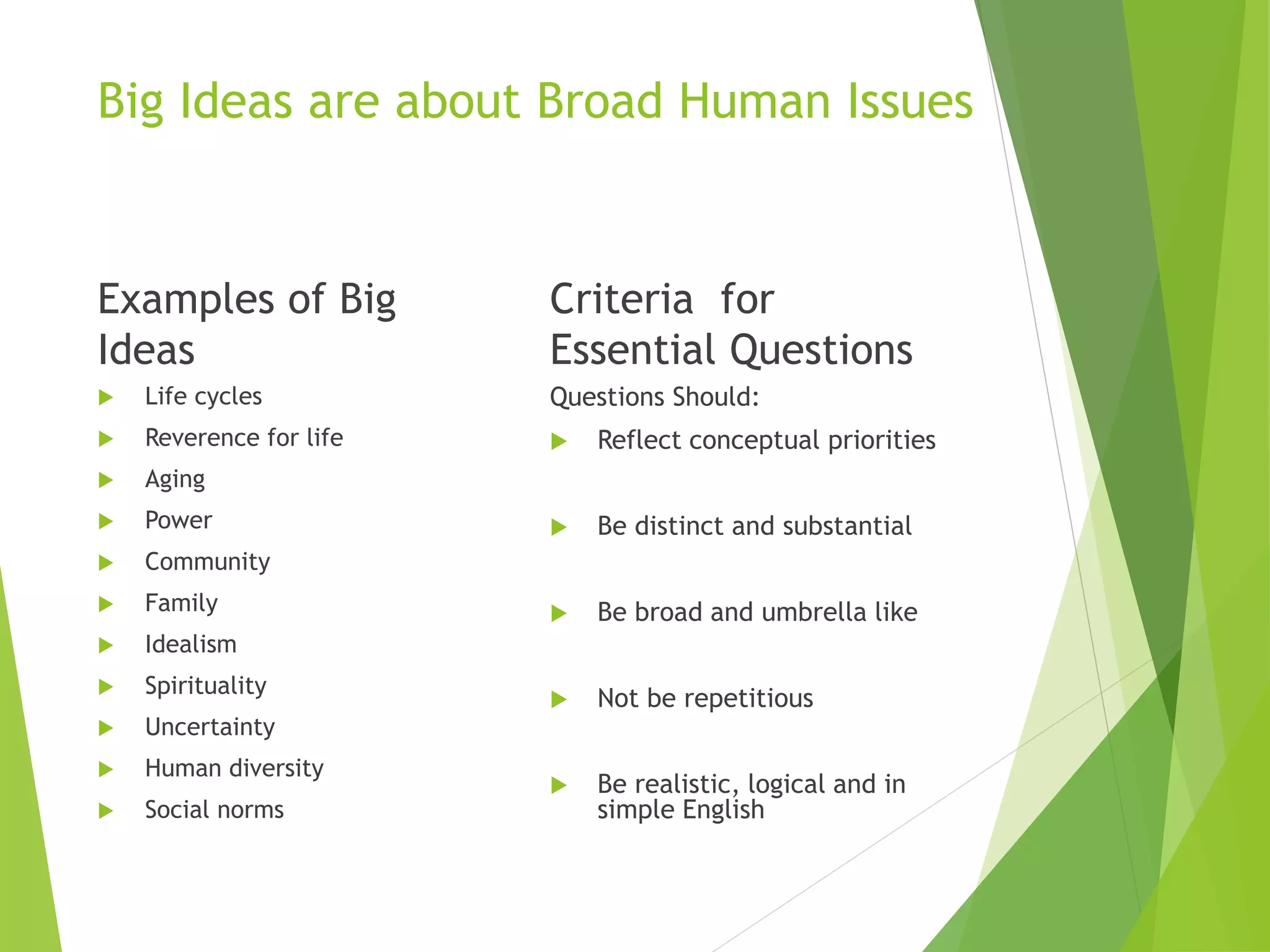 Understanding big ideas as basis for art curriculum | PPTX