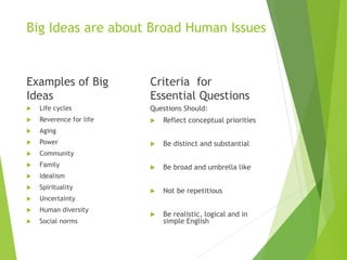 Understanding big ideas as basis for art curriculum | PPTX
