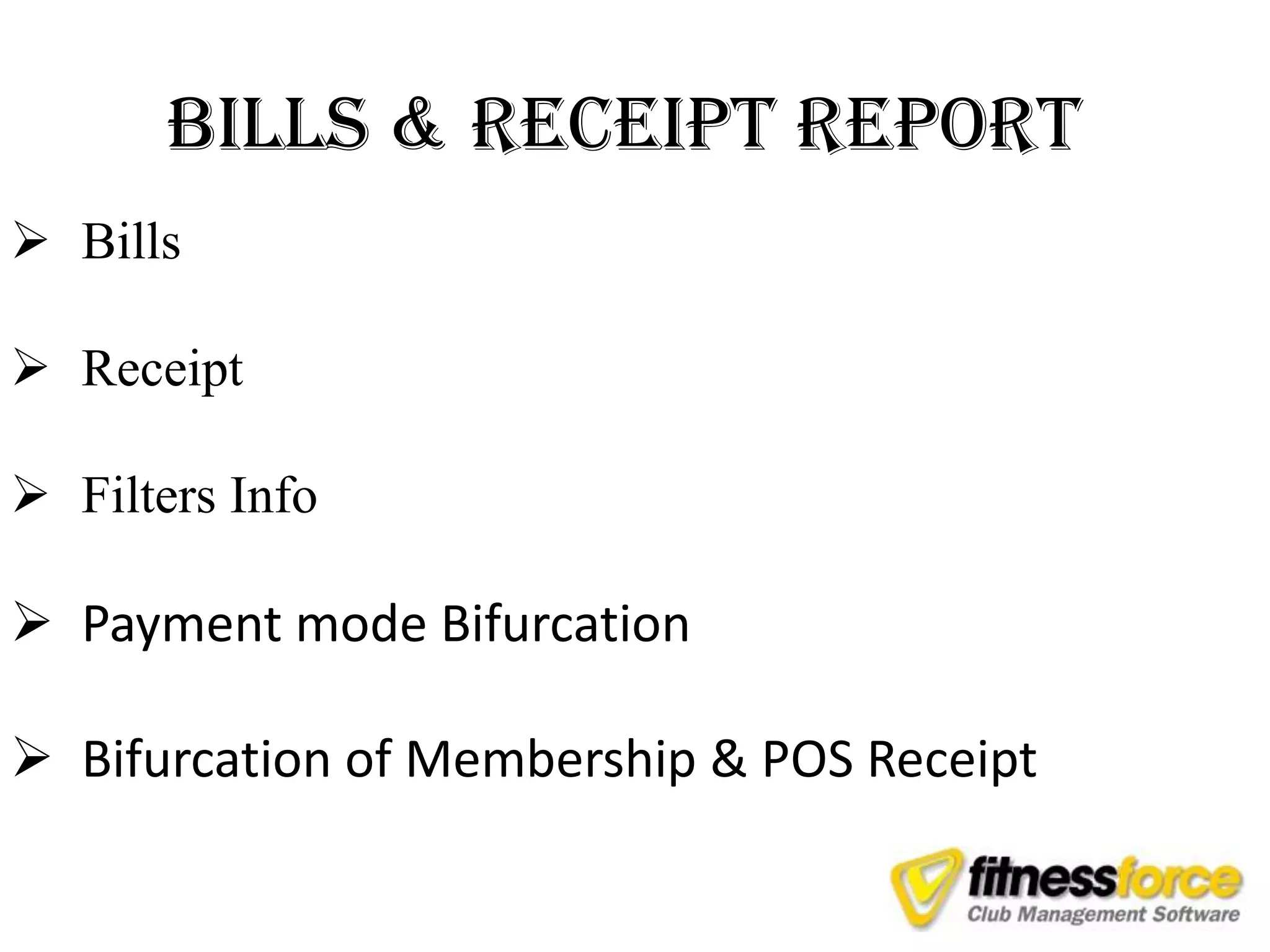 Understanding bills & receipts report and collection report | PPTX