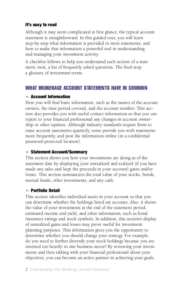 Understanding Brokerage Account Statements - Provided by NASAA