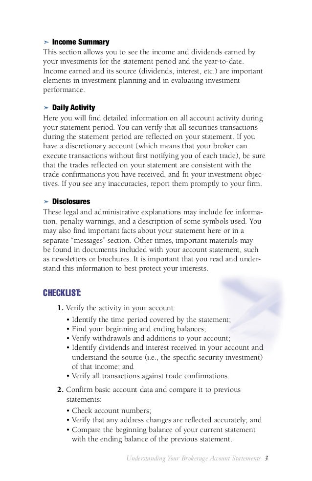 Understanding Brokerage Account Statements - Provided by NASAA