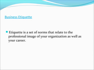 Understanding business etiquette | PPT
