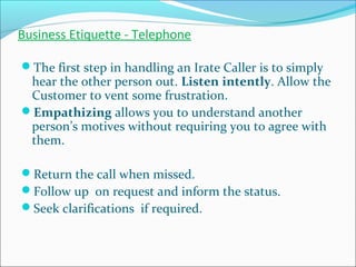 Understanding business etiquette | PPT | Email | Internet