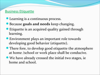 Understanding business etiquette | PPT | Email | Internet