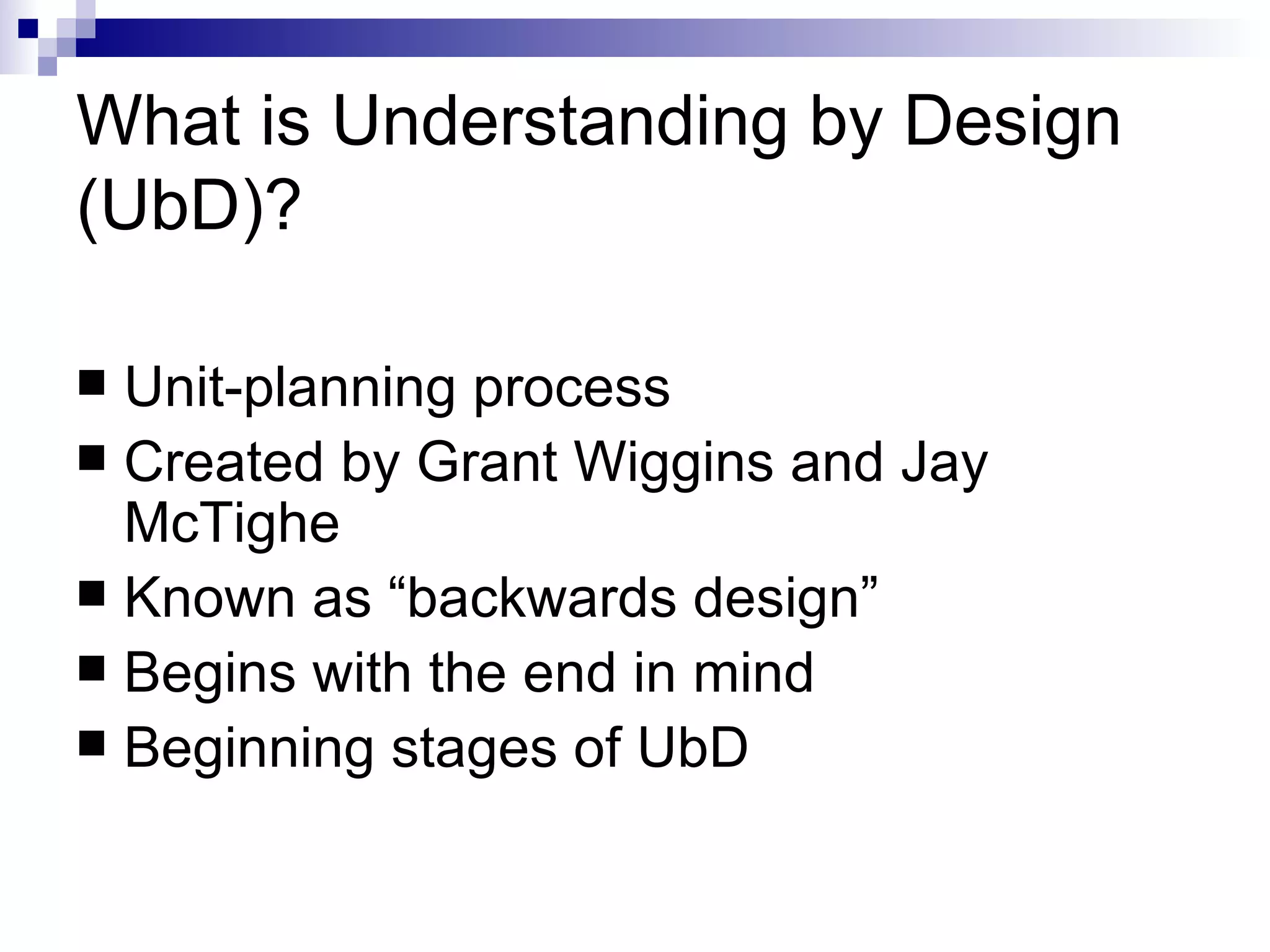 Understanding By Design Mar.12