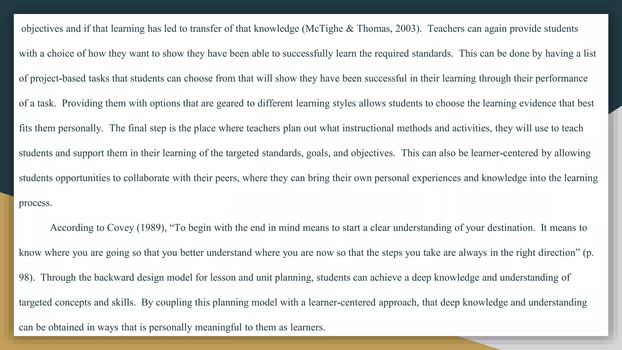 Understanding by design teaching with the end in mind curriculum and ...