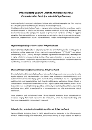 Understanding Calcium Chloride Anhydrous Fused_ A Comprehensive Guide ...