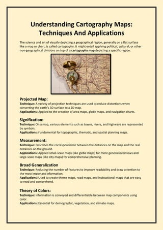 Understanding Cartography Maps: Techniques And Applications | PDF