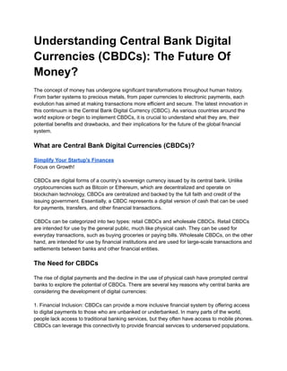 Understanding Central Bank Digital Currencies (CBDCs)- The Future Of ...