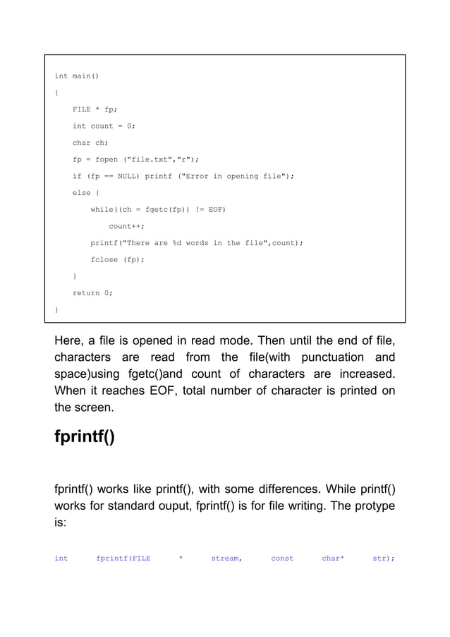 Understanding c file handling functions with examples | DOCX