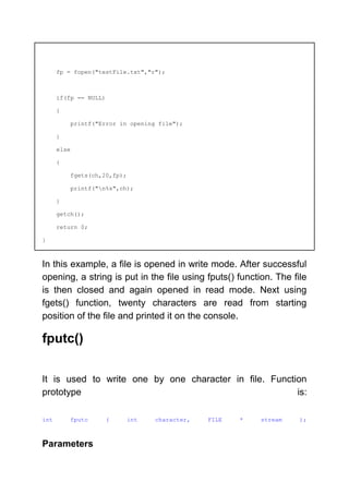 Understanding c file handling functions with examples | PDF