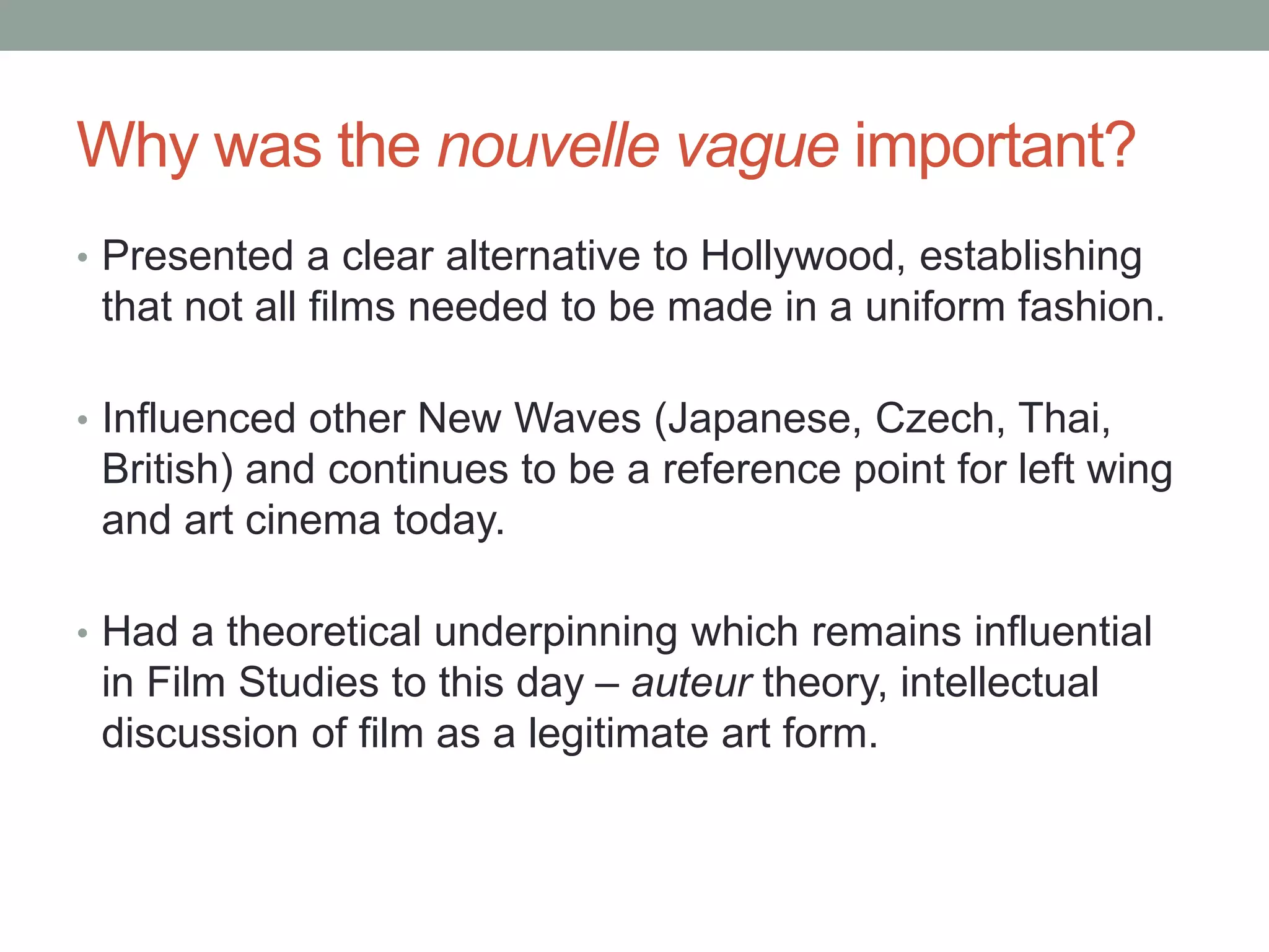 Understanding cinema:french new wave,italian neorealism and indian ...