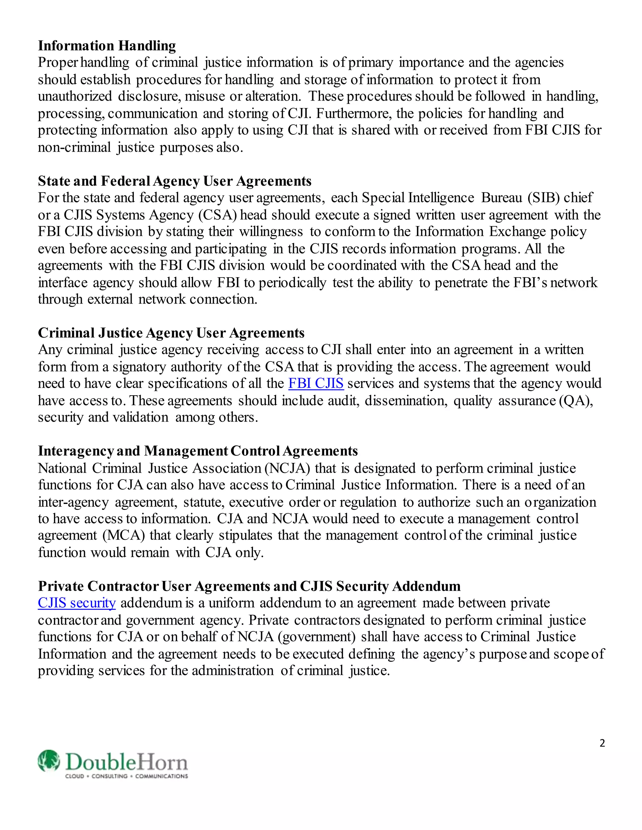 Understanding CJIS Compliance – Information Exchange Agreements | DOCX