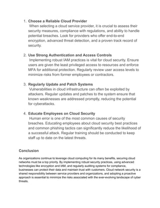 Understanding Cloud Network Security Protecting Your Data in the Cloud | PDF