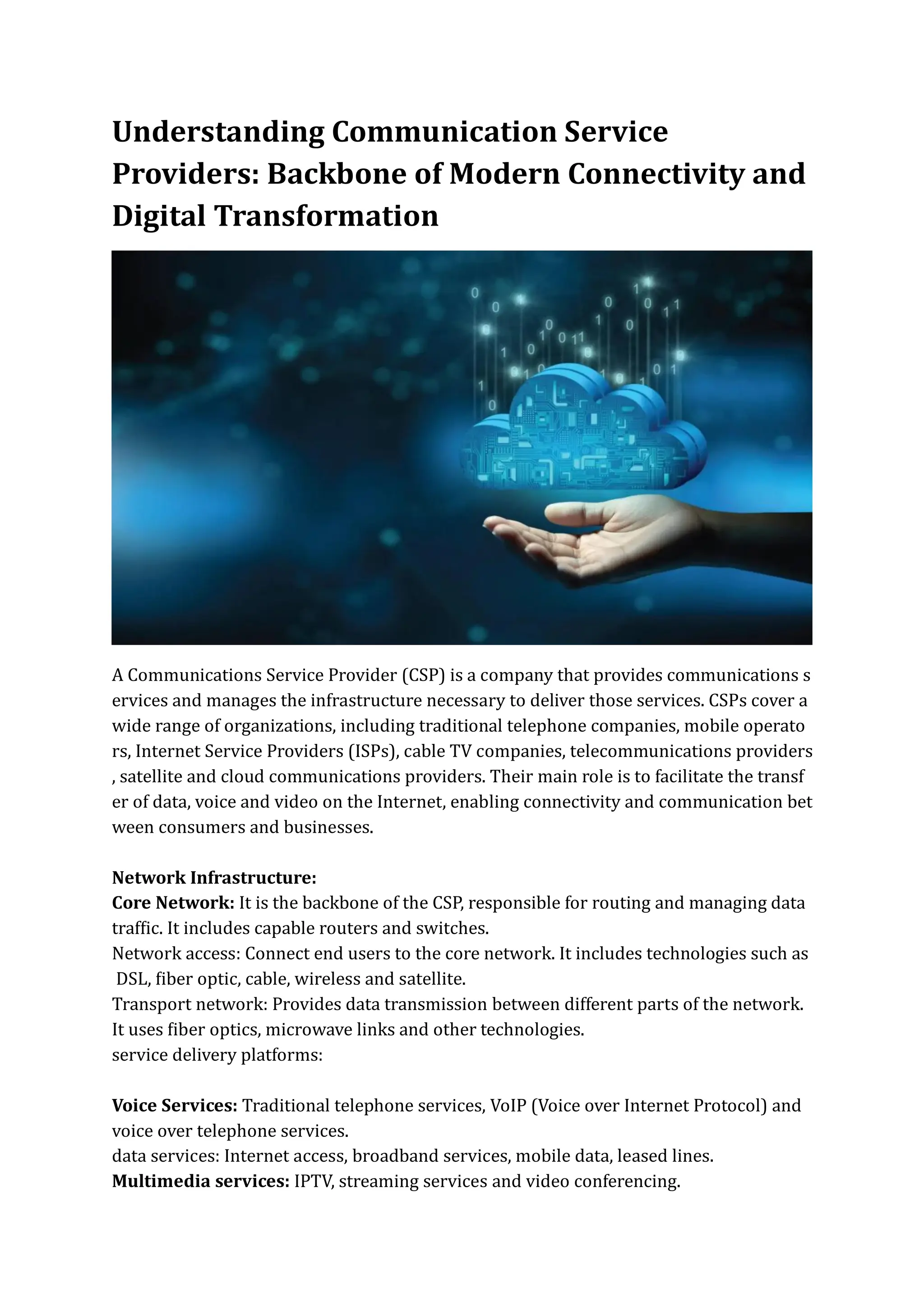 Understanding Communication Service Providers Backbone of Modern Connectivity and Digital ...