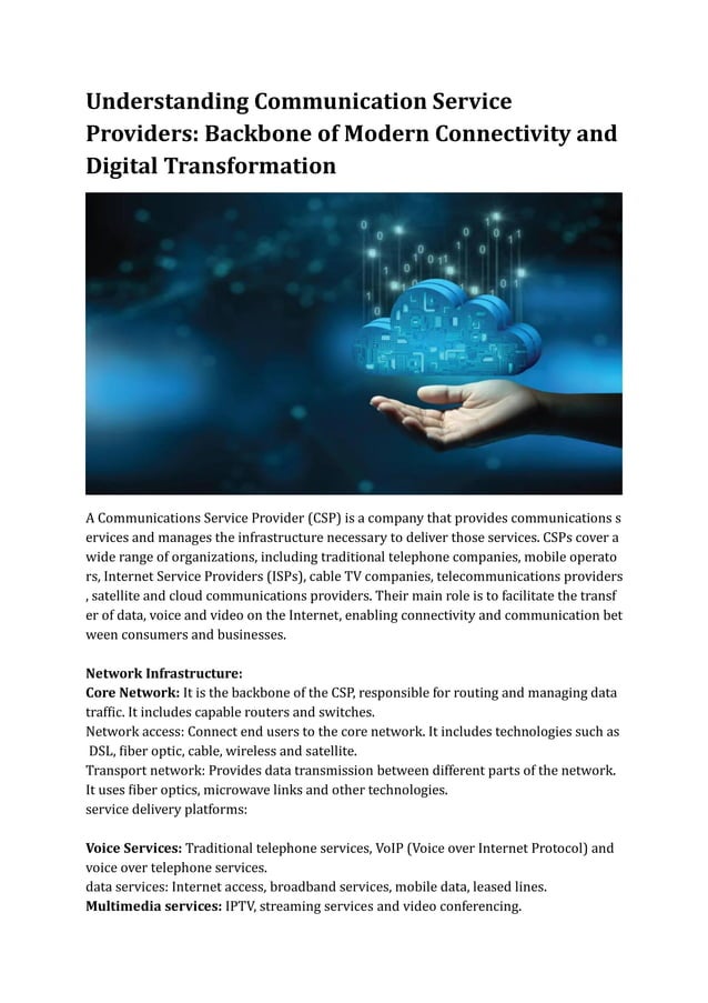 Understanding Communication Service Providers Backbone of Modern Connectivity and Digital ...