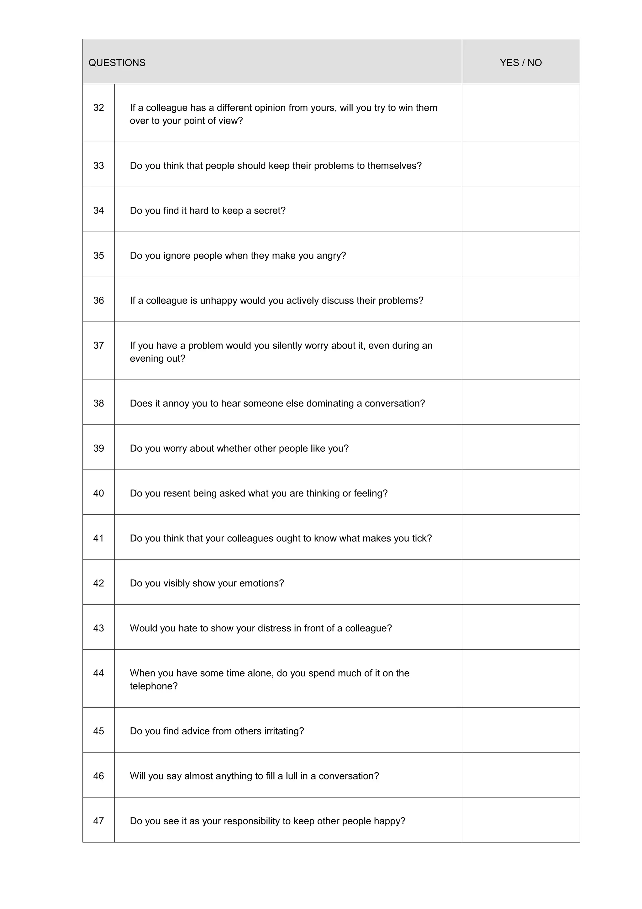 Free Tool - Understanding communication styles questionnaire | DOC