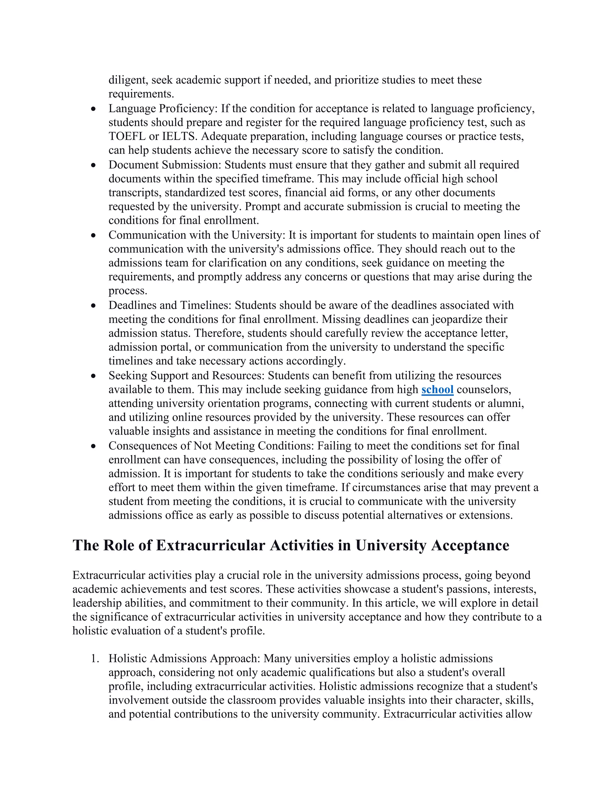 Understanding Conditional Acceptance: Meeting Requirements for Final ...
