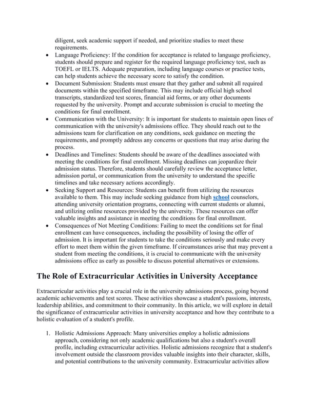 Understanding Conditional Acceptance: Meeting Requirements for Final ...